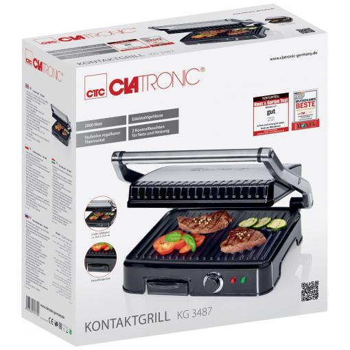 Clatronic KG 3487 elektrický gril kontaktní gril černá, nerezová ocel ...